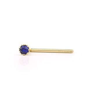 14K Gold Sapphire Nose Stud, Small Nose Stud, Blue Gemstone Nose Stud ...