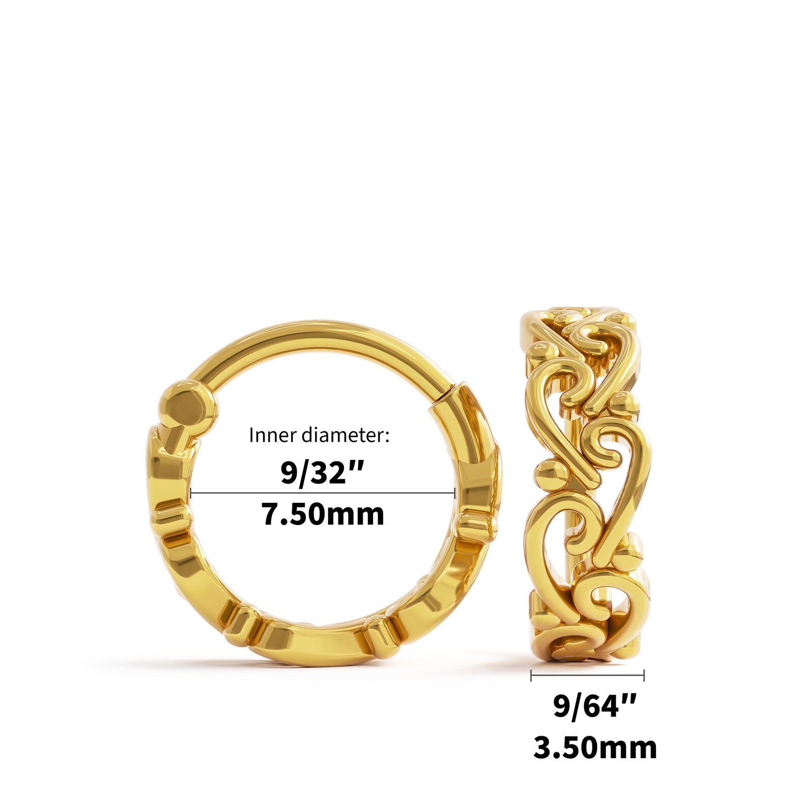 Gold Nose Ring, 18K Gold Vermeil Clicker Nose Ring, Nose Jewelry ...