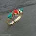 Coral Turquoise Oval Gemstone Ring. Red Coral Turquoise Ring. Gold Ring ...