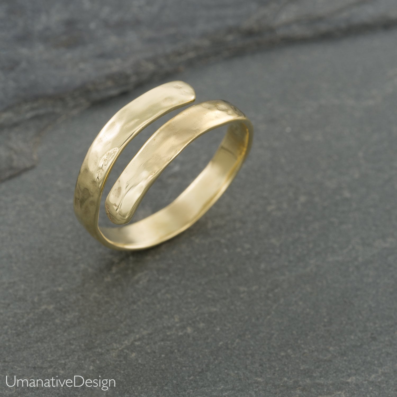 Wrap Around Thumb Ring Gold Hammered Ring Adjustable Wrap - Etsy