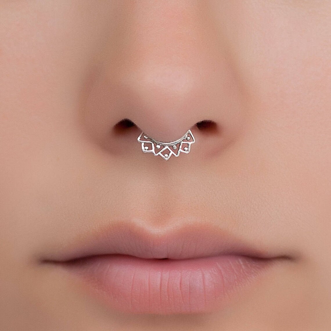 Tiny Septum Ring. Tribal Silver Septum 20g Septum Ring - Etsy