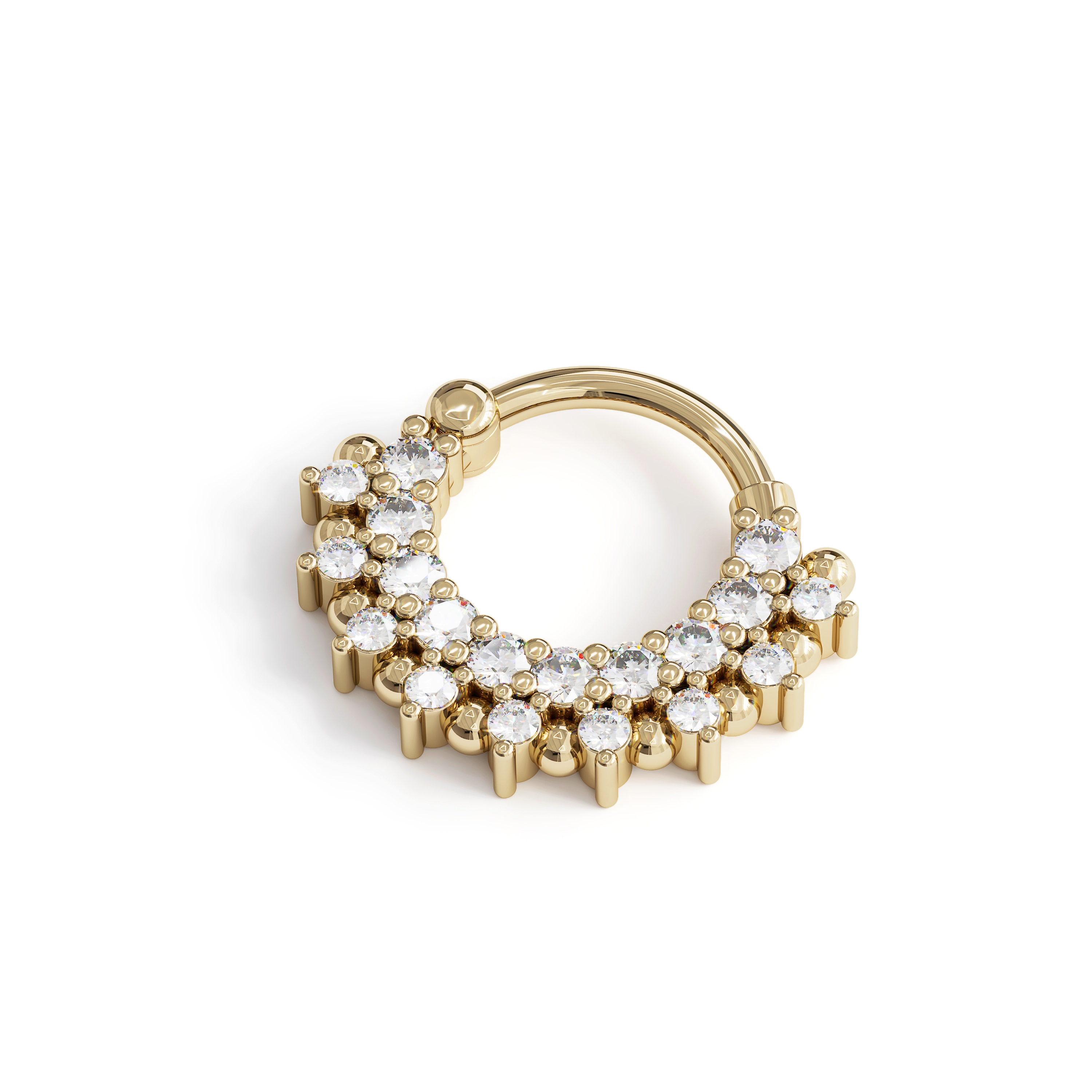 14k Gold Daith Earring, Small Hoop Earring With Diamonds, Solid Gold ...
