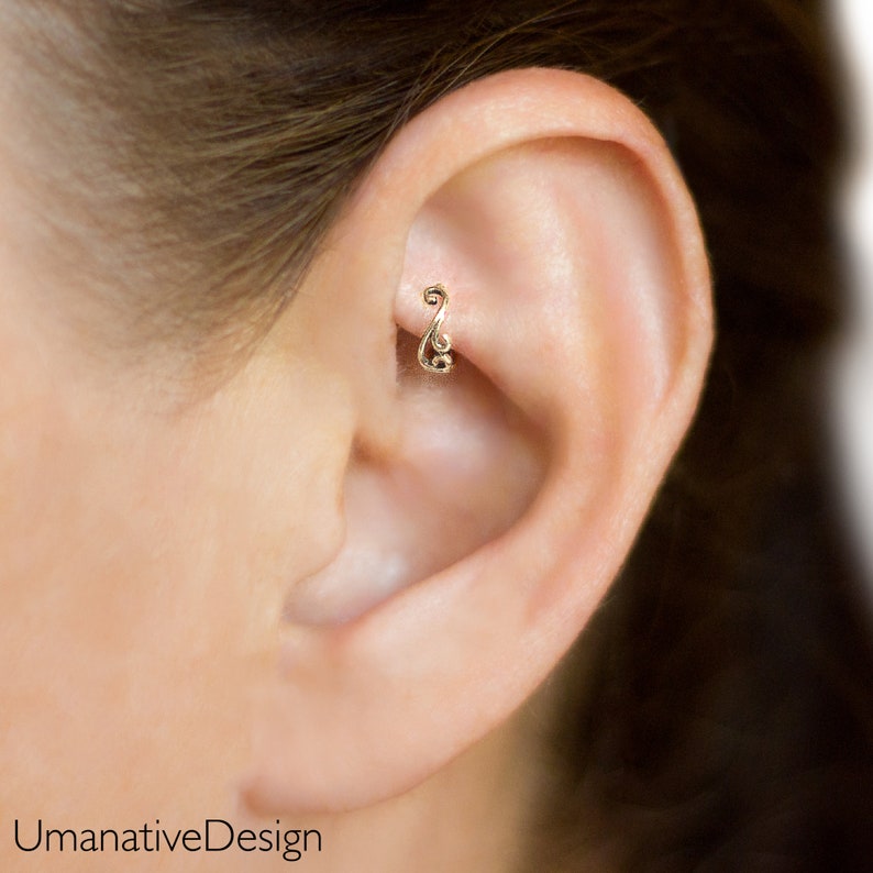 Forward Helix Earring, Helix Hoop, Gold Rook Earring, Conch Earring ...