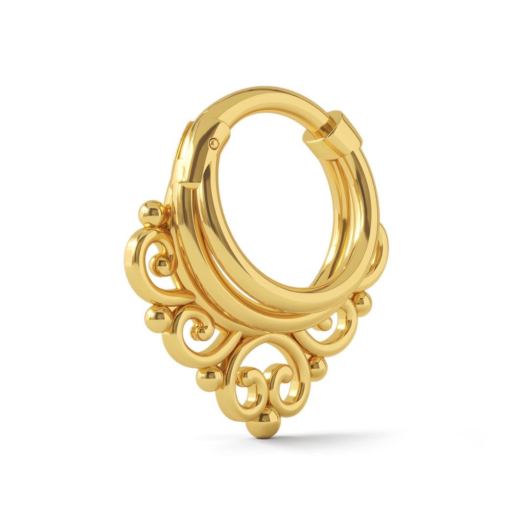 Septum Clicker Ring, Layered Septum Ring 18K Gold Vermeil, 16g Septum ...
