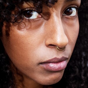 Stacked Septum Ring, Solid Gold Septum Jewelry, Septum Piercing, Beaded ...