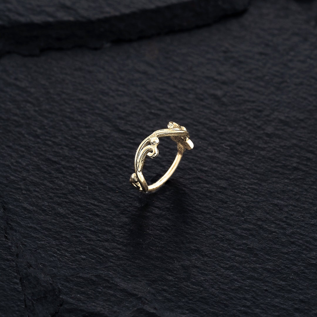 Indian Gold Nose Hoop, Gold Nose Ring, Delicate Nose Ring, Tribal Nose ...