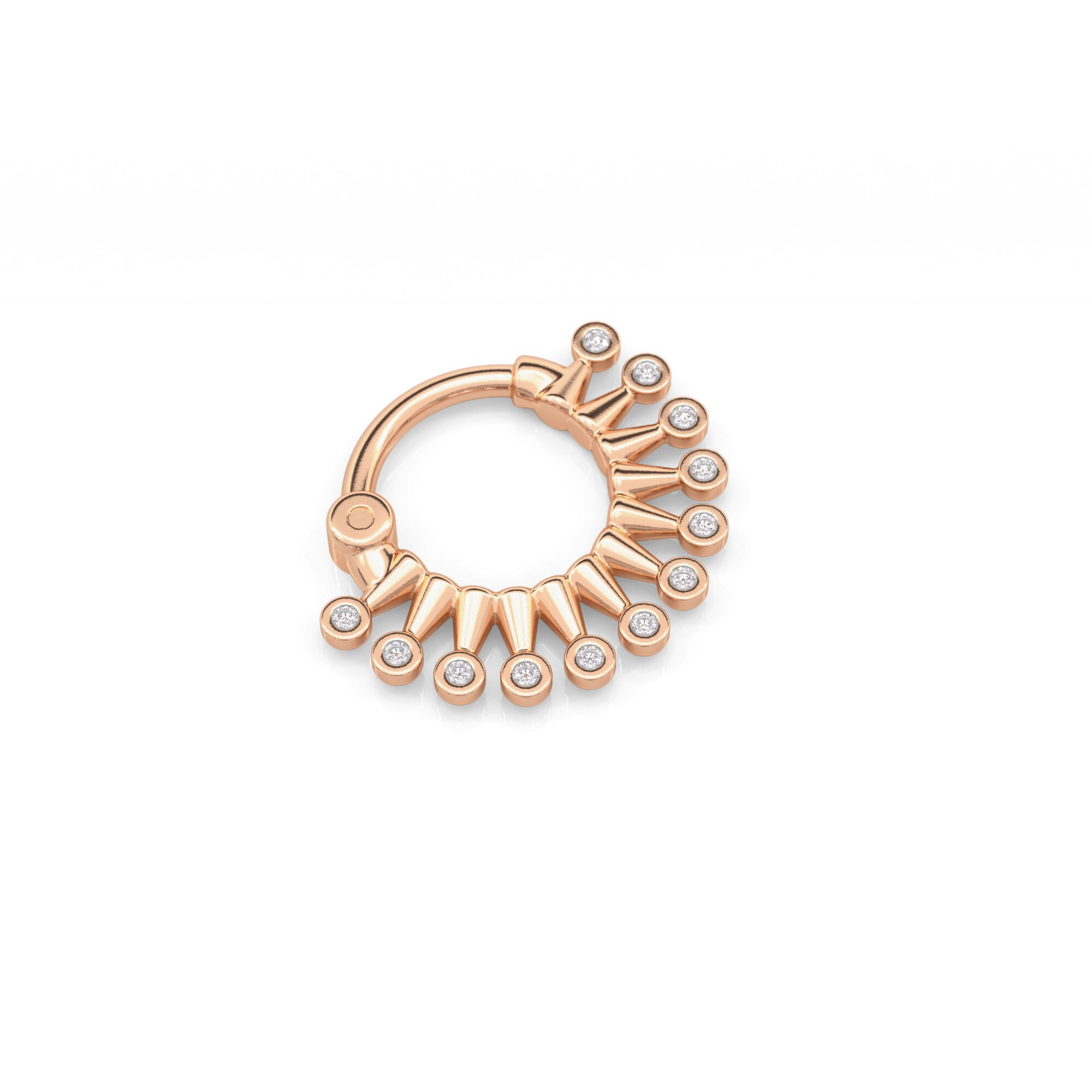 Beautiful Solid Gold Daith Earring With Natural Diamonds - Etsy