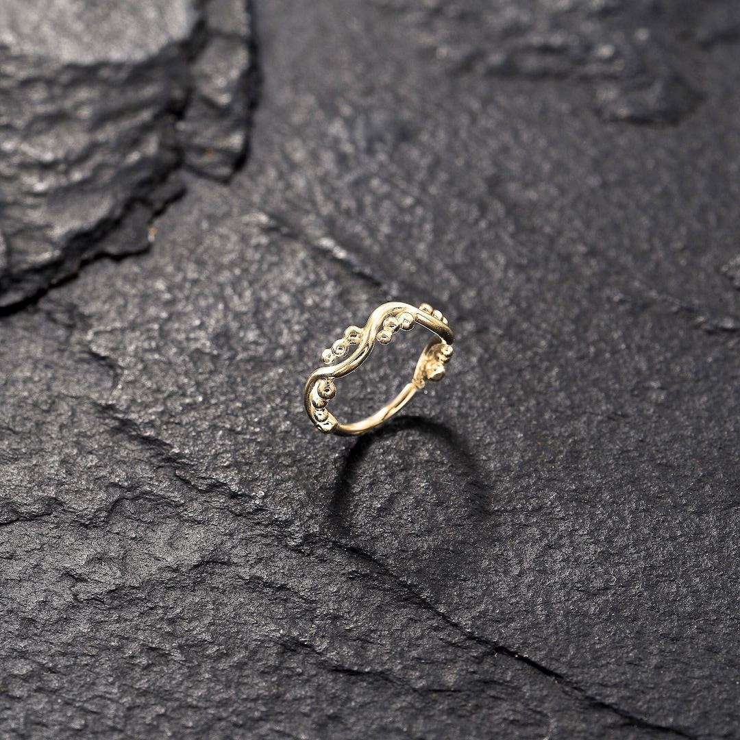 Gold Curved Helix Hoop, Granulated Hoop Earring, Helix Ring, Cartilage ...