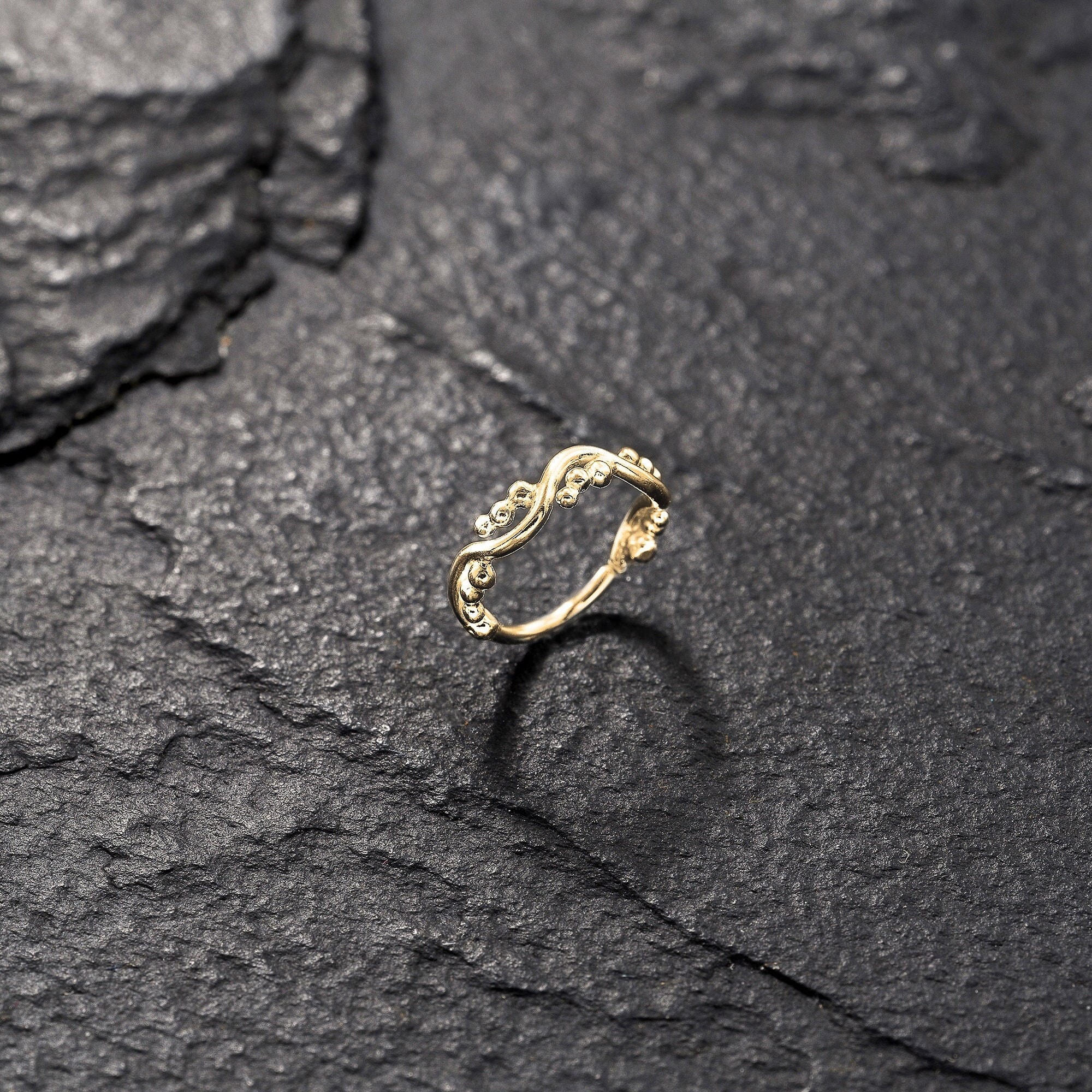 Gold Curved Helix Hoop, Granulated Hoop Earring, Helix Ring, Cartilage ...