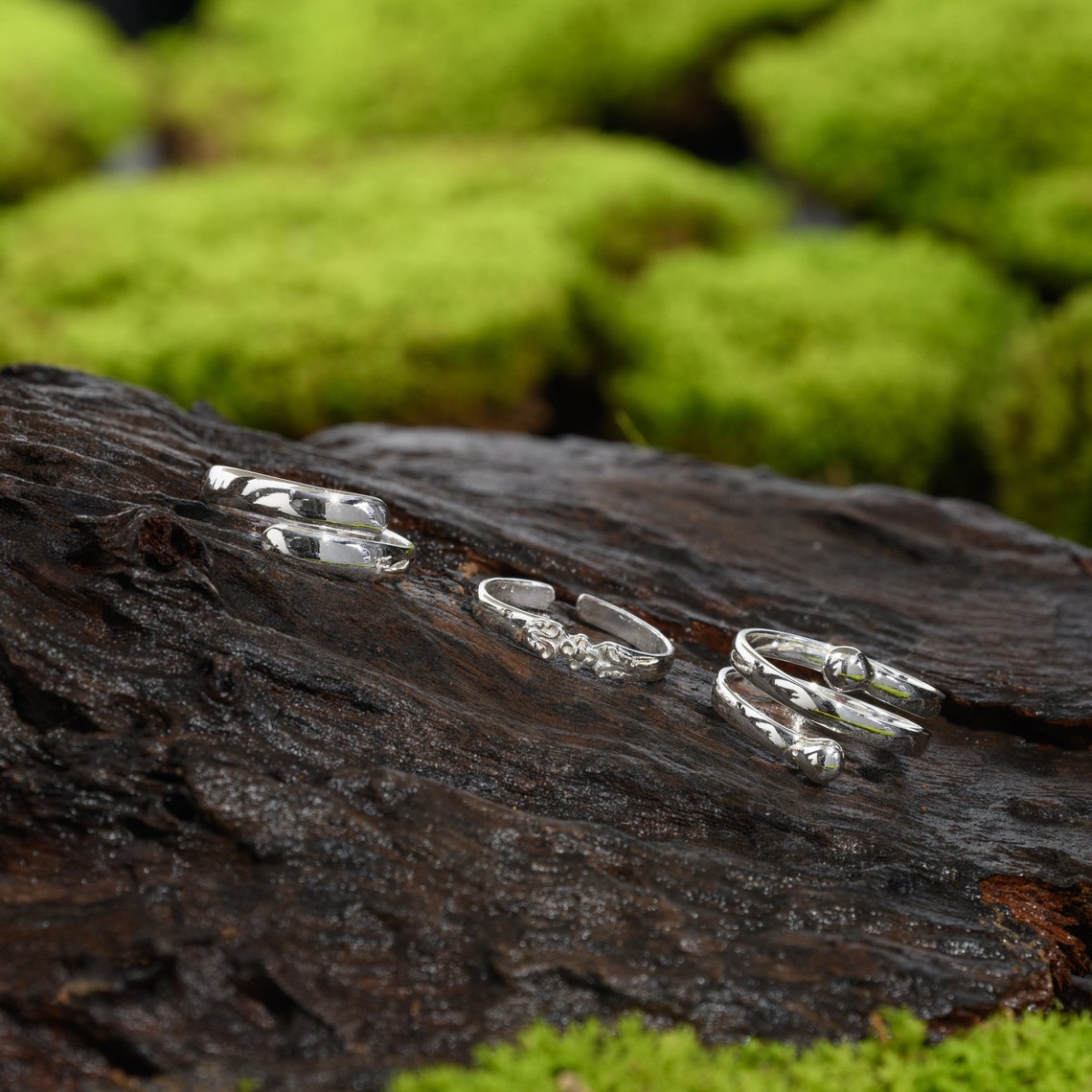 Silver Toe Rings Set Set of 3 Toe Rings Adjustable Toe | Etsy
