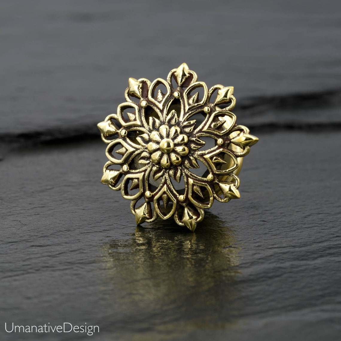 6g Gauges 6g Tunnels 4mm Earrings Lotus Ear Gauges Gold | Etsy