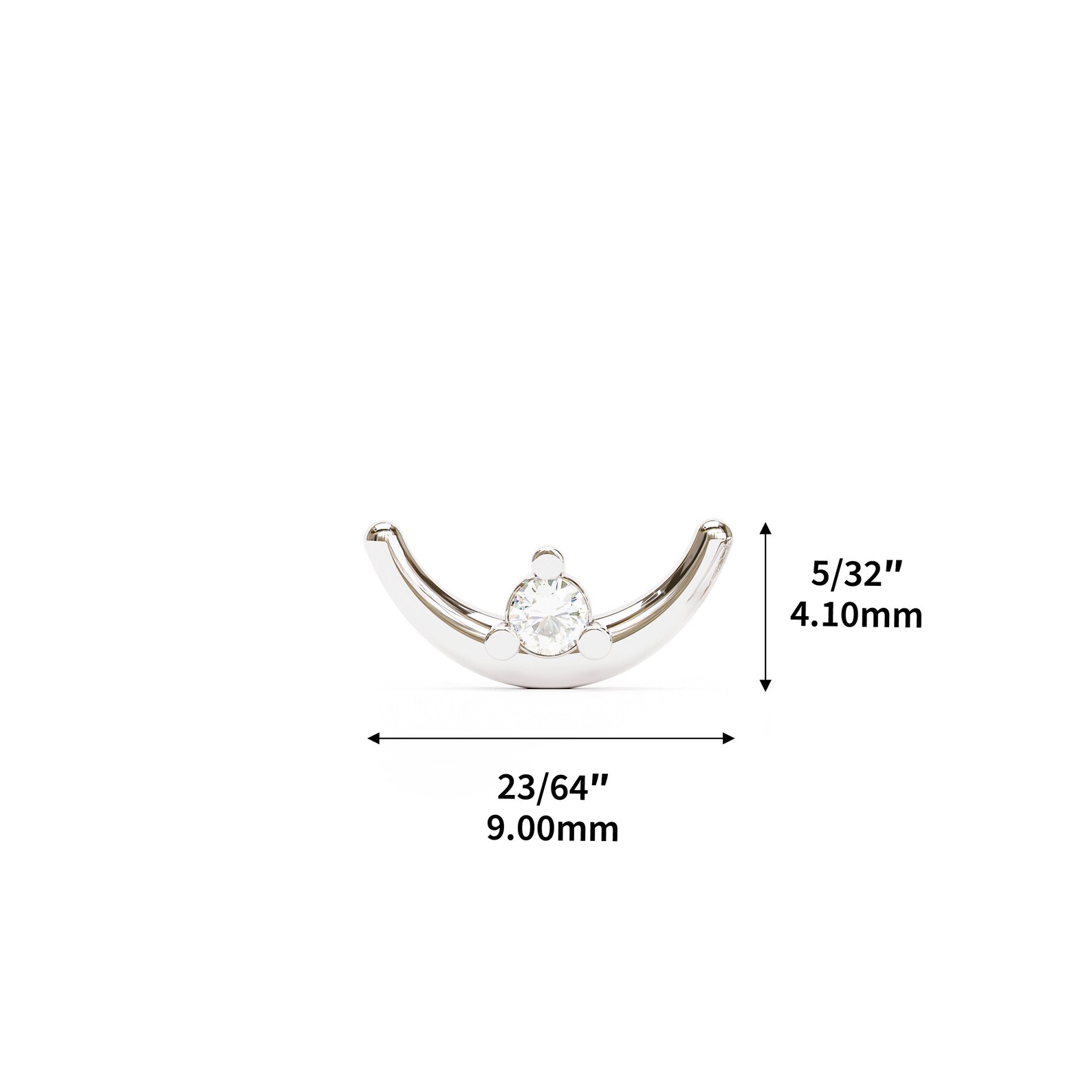14K Gold Diamond Small Crescent Moon Helix Stud, Curved Helix Labret ...