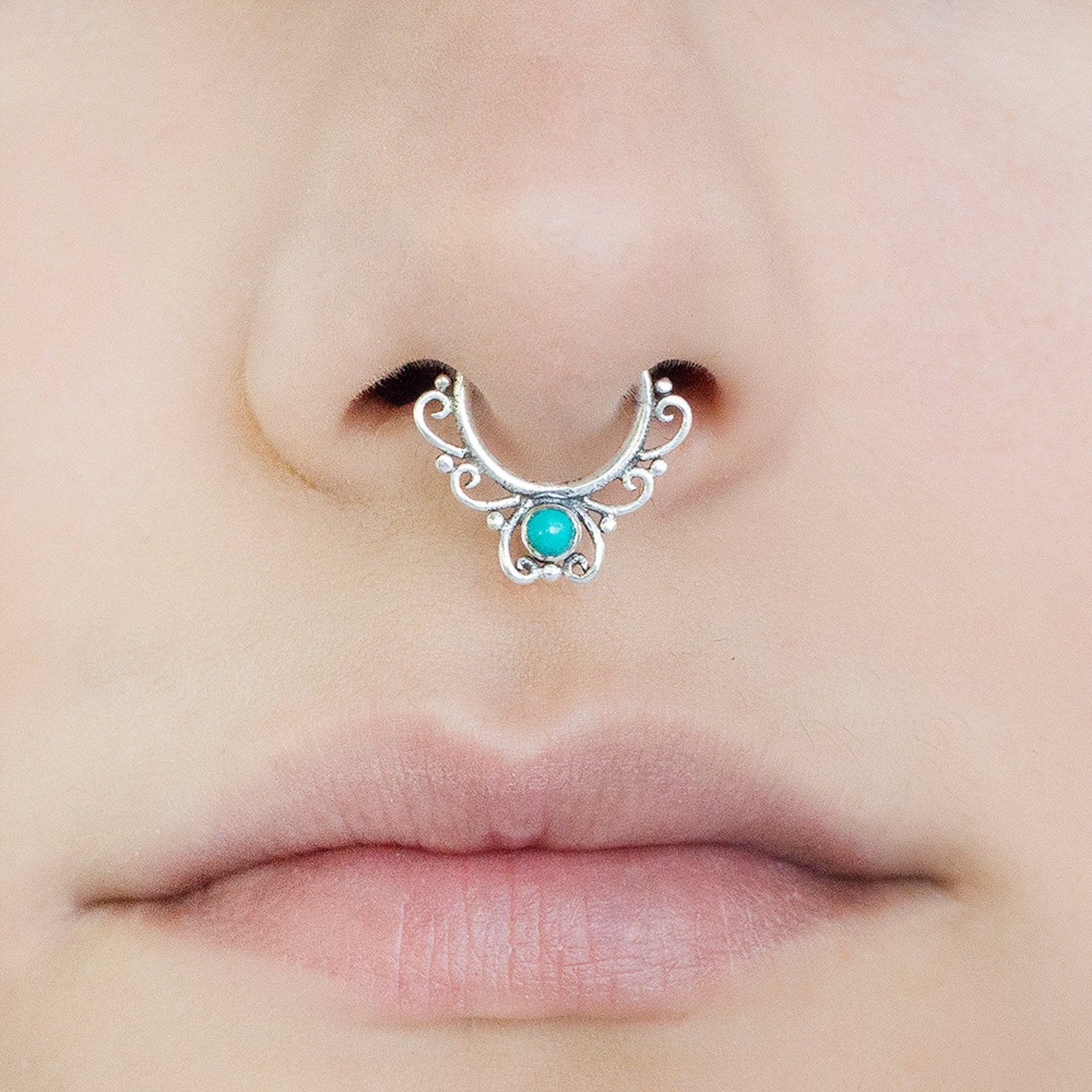 Turquoise Septum Ring. Septum Ring. Septum Piercing. Silver - Etsy
