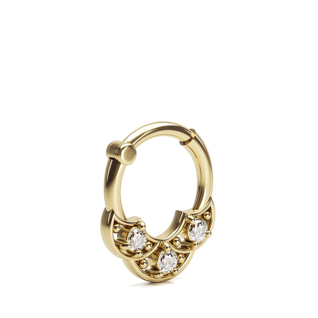 Septum Ring Genuine Diamond, Septum Piercing, Diamond Septum Hoop, 14K ...