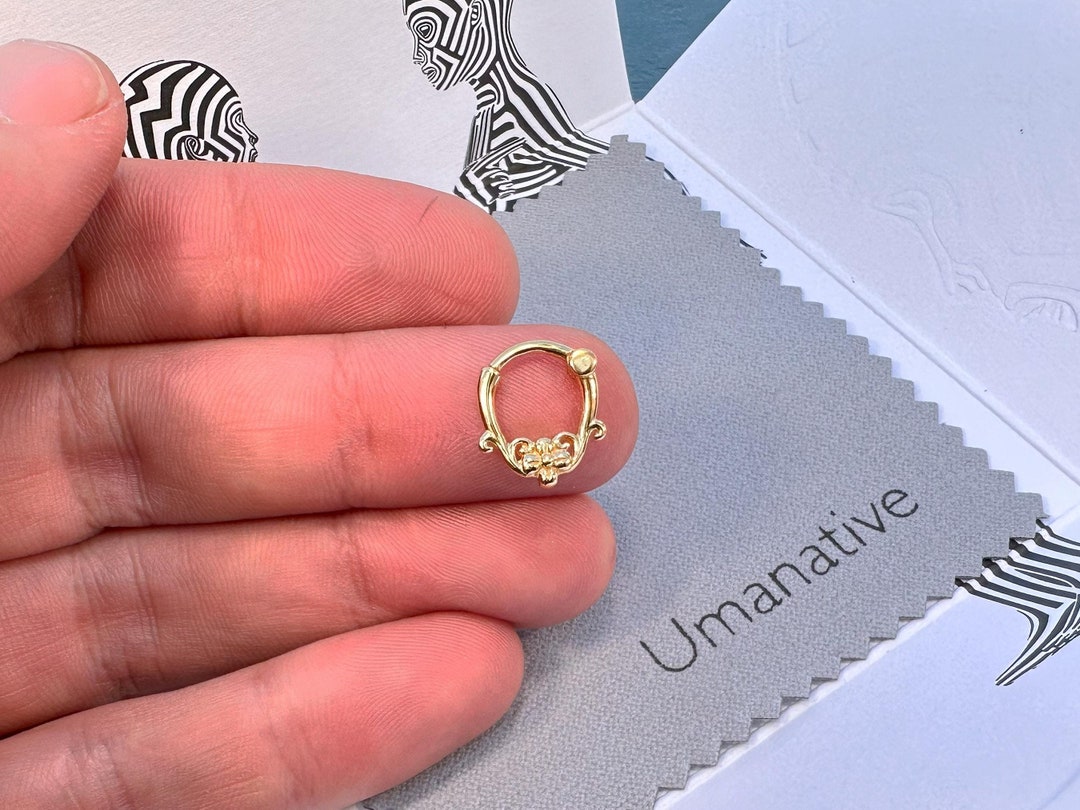 Flower Septum Ring, 16g Septum Ring, Septum Jewelry, Septum Piercing ...