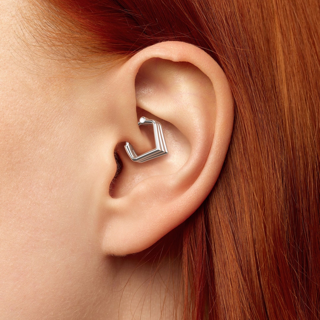 V Shape Daith Earring, Triple Stacked Daith Hoop, Daith Ring Hoop ...