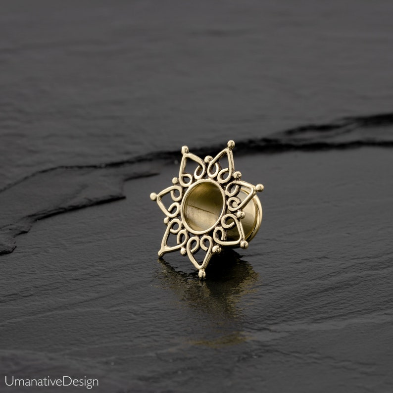 Floral Ear Tunnels Mandala Ear Gauges Plugs and Tunnels 4mm - Etsy