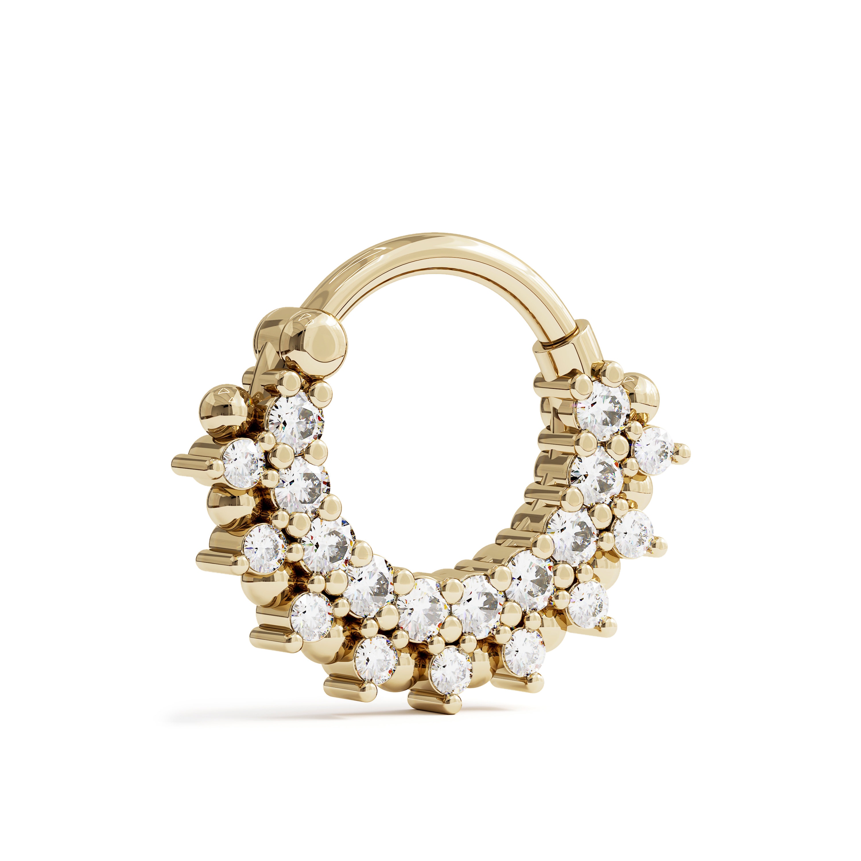 14k Gold Daith Earring, Small Hoop Earring With Diamonds, Solid Gold ...