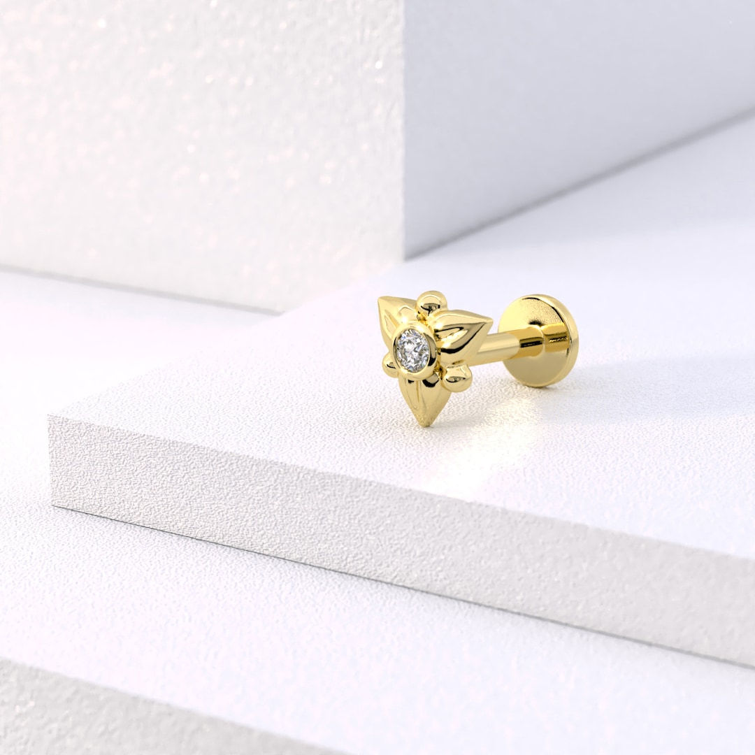 Flat Back Cartilage Earring Helix Stud 14K Gold Cartilage - Etsy