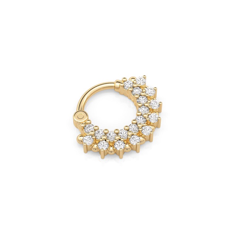 Modern Diamond Septum Ring 8mm Septum Clicker Solid Gold | Etsy