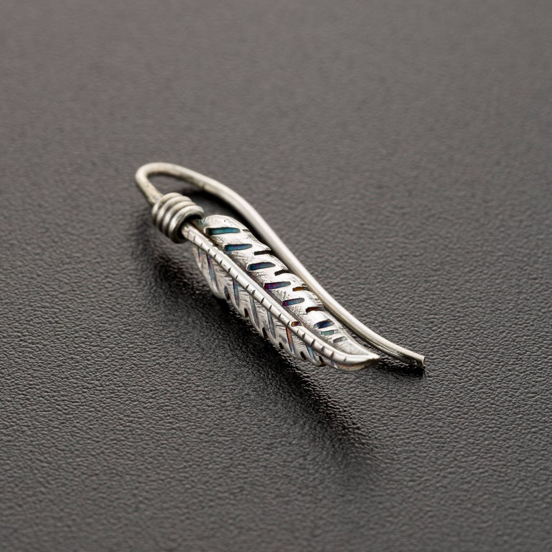 Curved Ear Climber, Bar Ear Crawler, Leaf Ear Climbers, Silver Ear ...