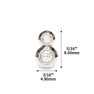 Bezel Set Duo Diamond Helix Stud Double Diamond Stud 14K - Etsy