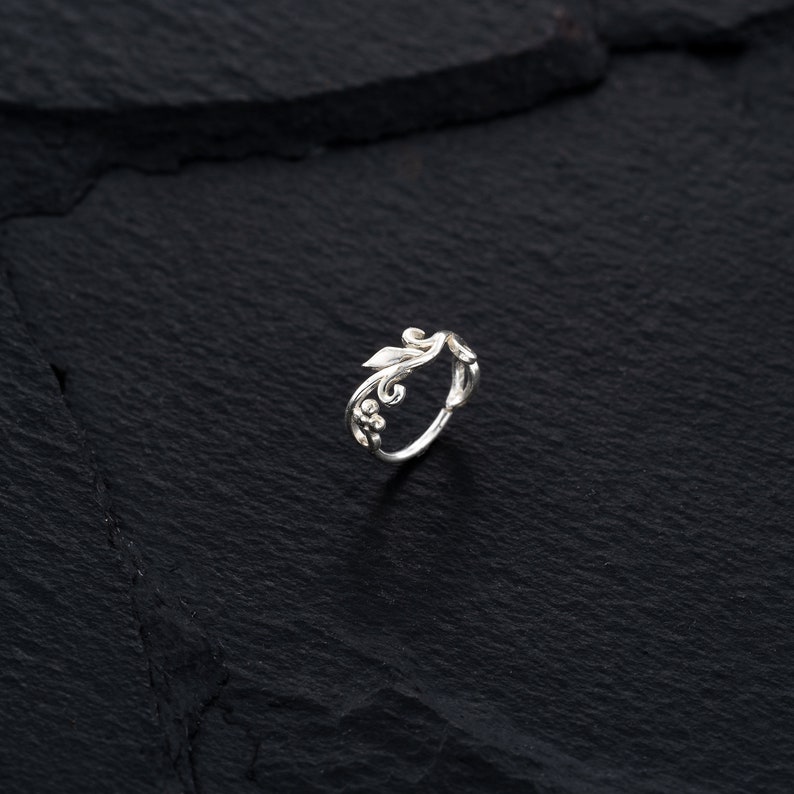 Silver Leaf Nose Ring Dainty Nose Hoop Unique Jewelry - Etsy