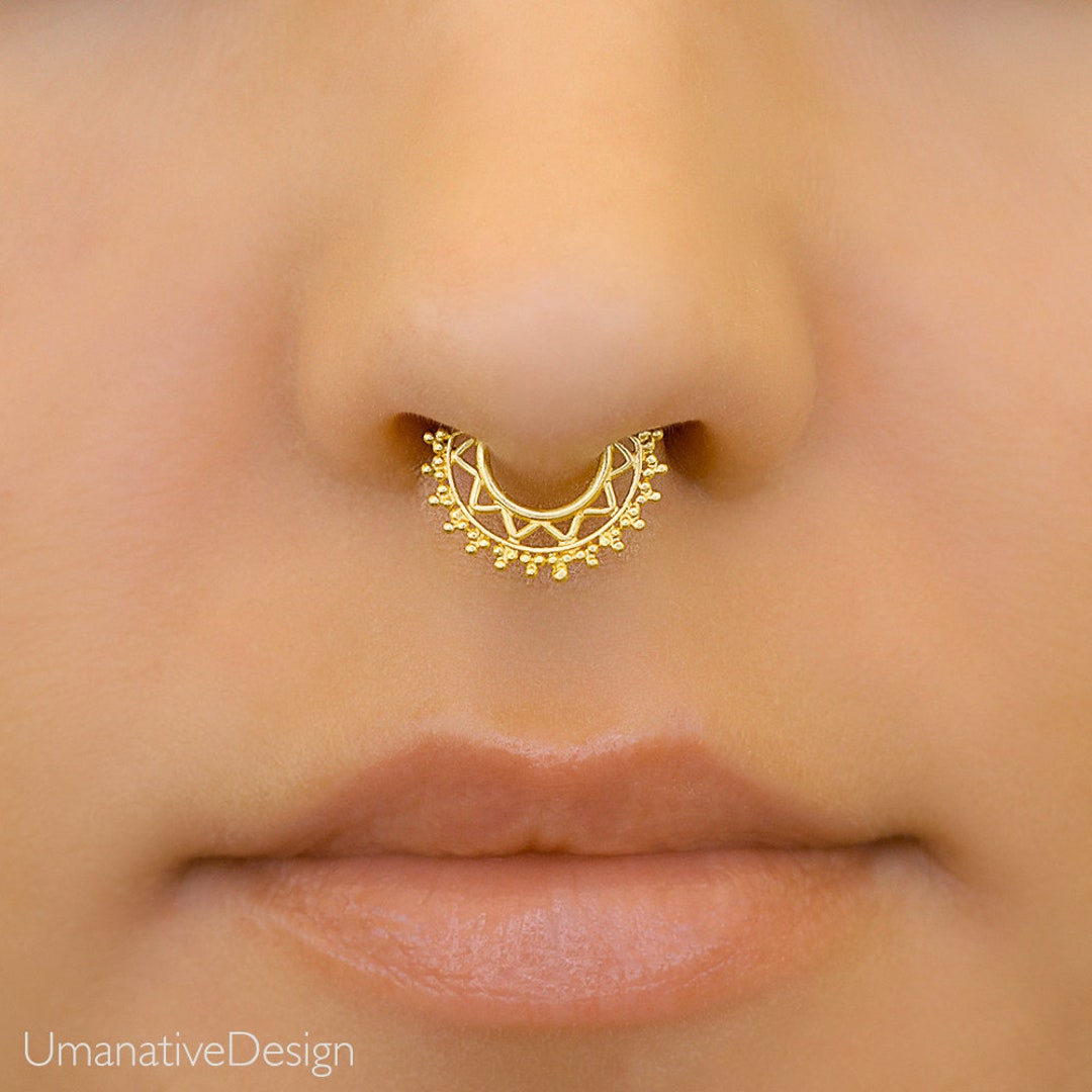 Tiny Gold Septum Ring for Pierced Nose. Septum Piercing. 20g Septum ...