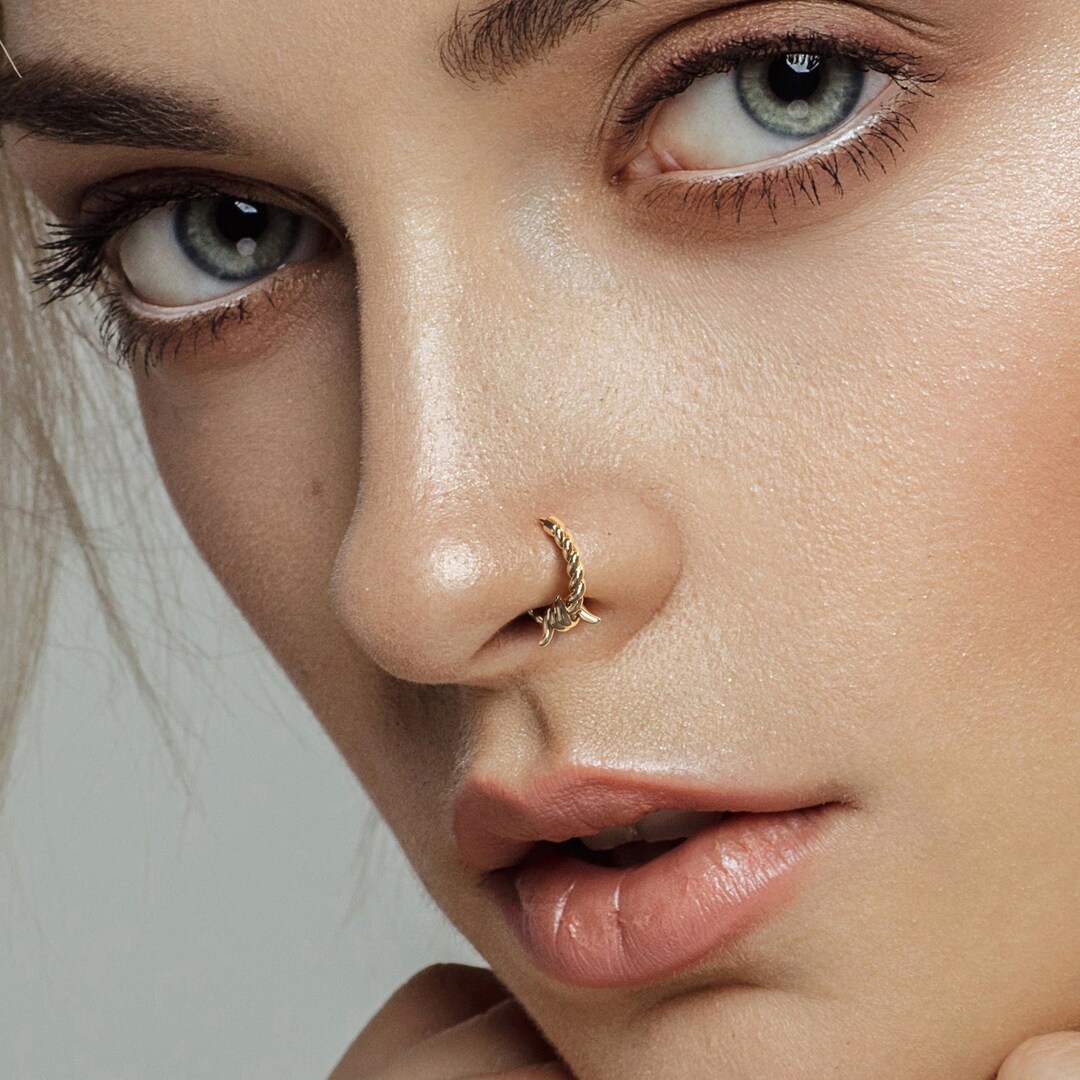Rope Nose Ring Solid Gold Knot Nose Ring Nose Piercing 14K - Etsy