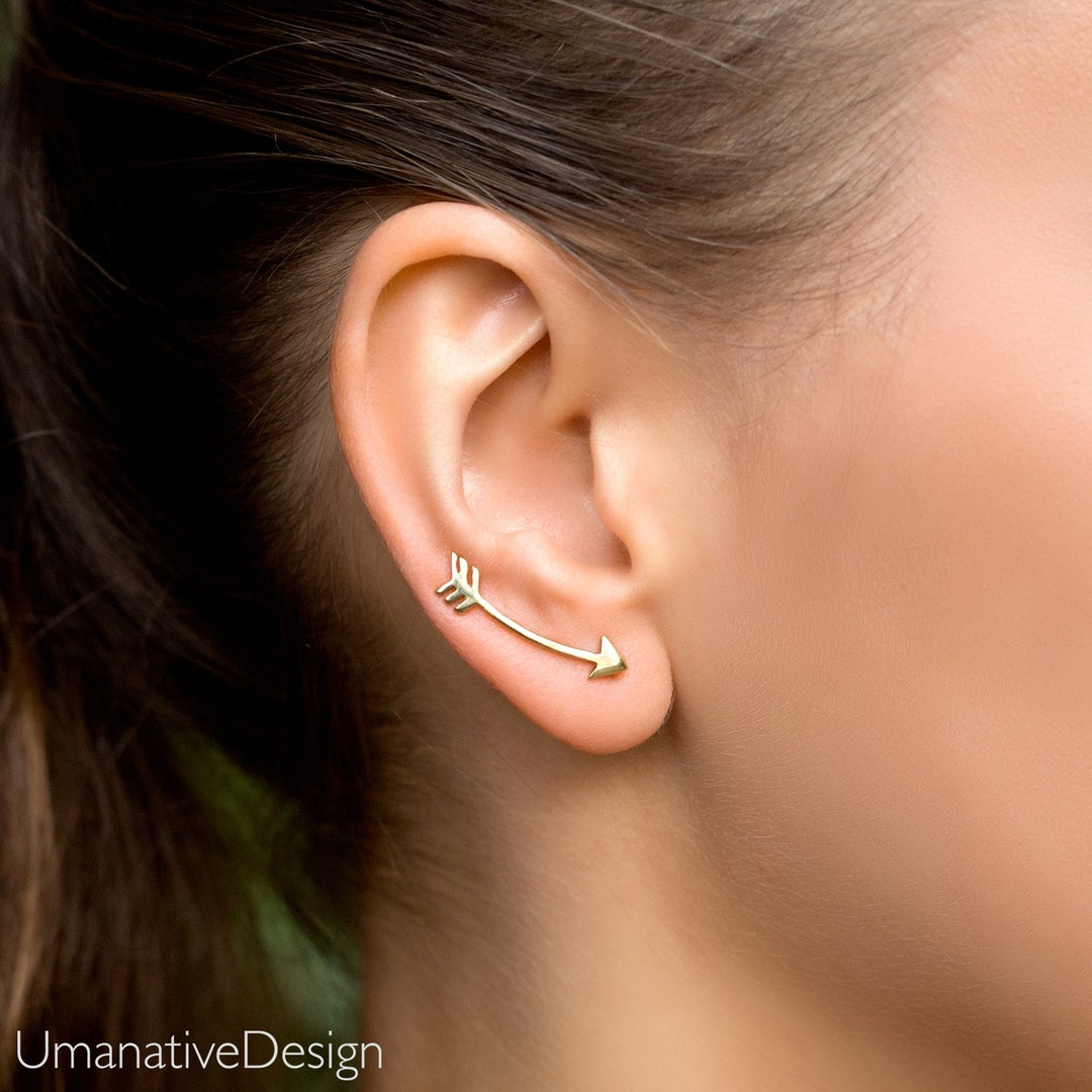 Gold Ear Climbers, Arrow Earrings, Arrow Jewelry, Silver Ear Crawler - Etsy