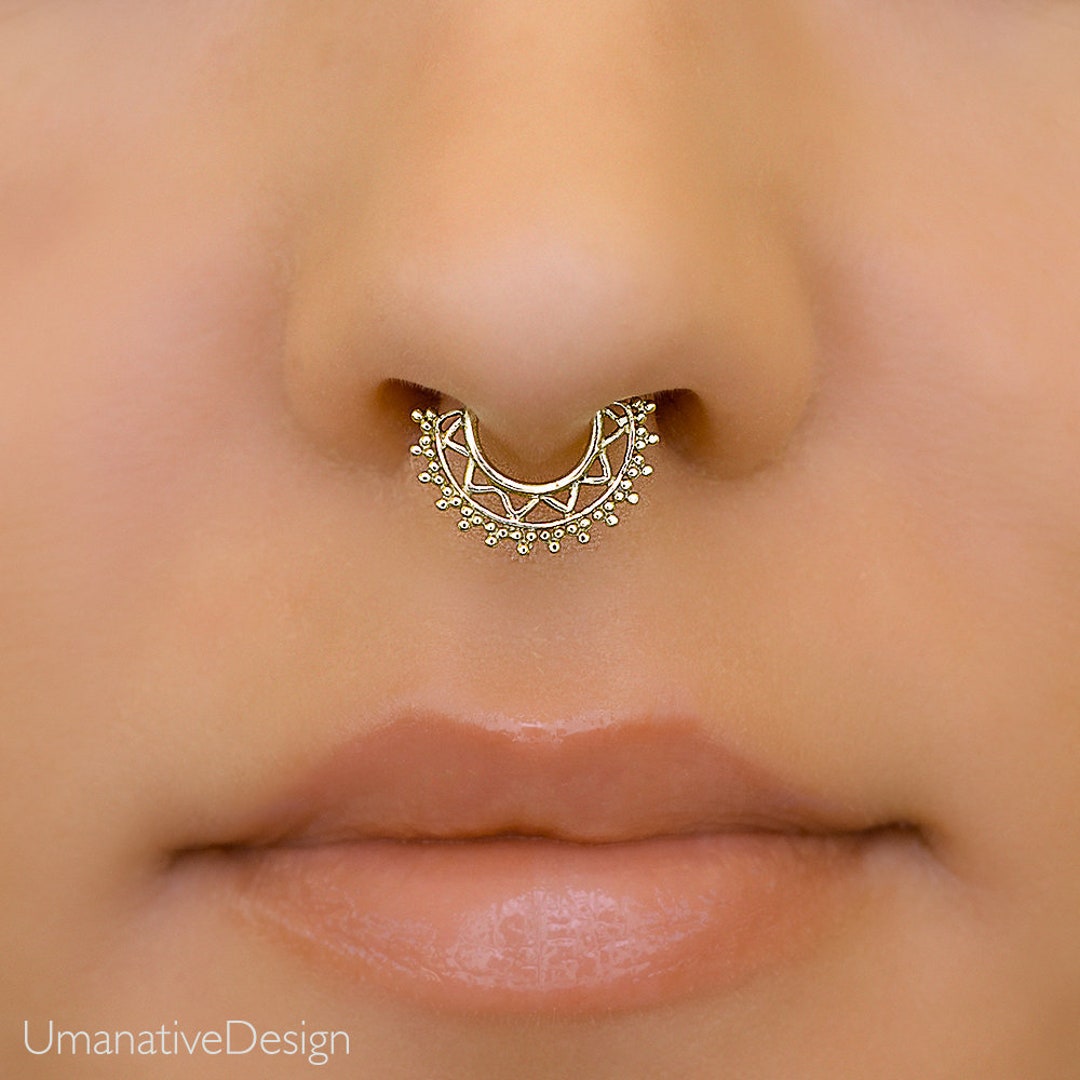 20g Septum Ring, Tiny Septum Piercing, Indian Septum Ring, Tribal ...