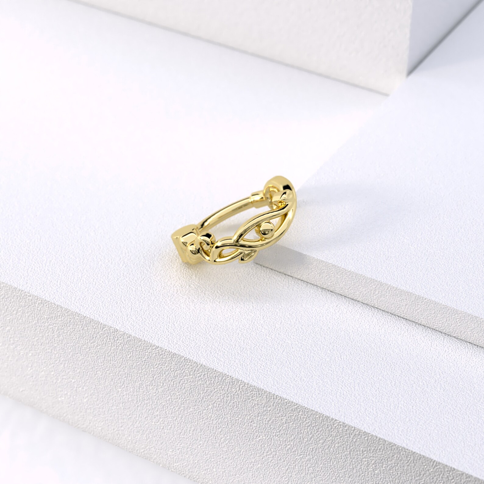 Boho Leaf Helix Hoop Helix Earring Unique Cartilage Earring - Etsy