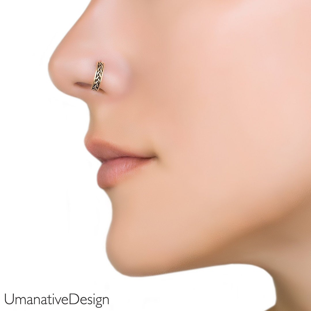 Indischer Nasenring, Gold Nase Piercing, Gold Nasenring, Gold Nase Hoop ...