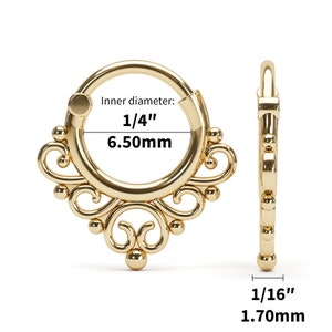 Gold Septum Ring, 16g Septum Clicker, Septum Piercing, Snug Fit Septum ...
