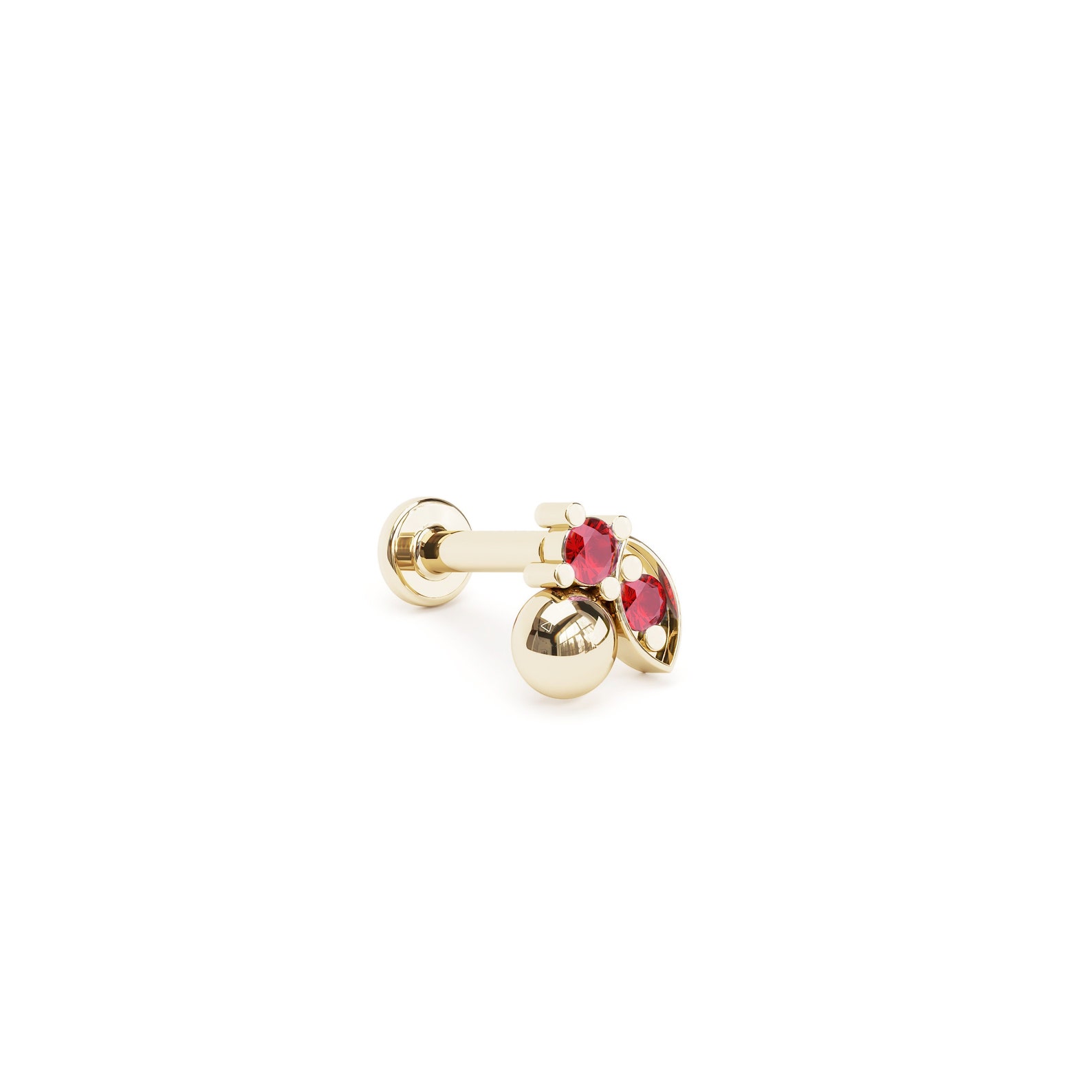 14K Solid Gold Ruby Helix Earring, Cartilage Piercing, Multi Shape Stud ...