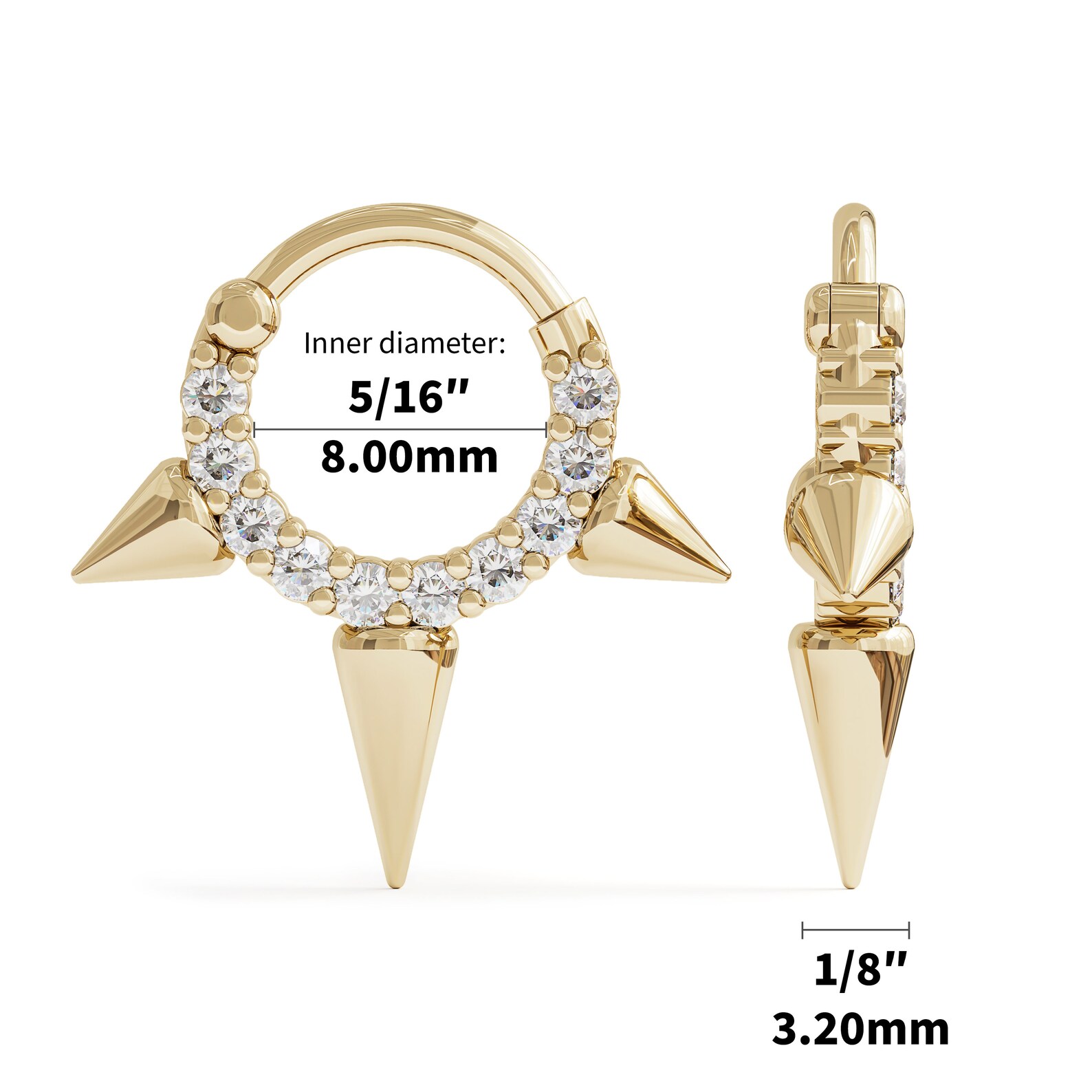 Diamond Daith Earring, Gold Daith Jewelry, Solid 14K Gold Daith ...