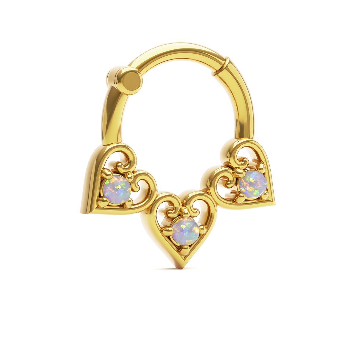 Cute Heart Septum Ring, Opal Septum Hoop, Unique Septum Ring, Clicker ...
