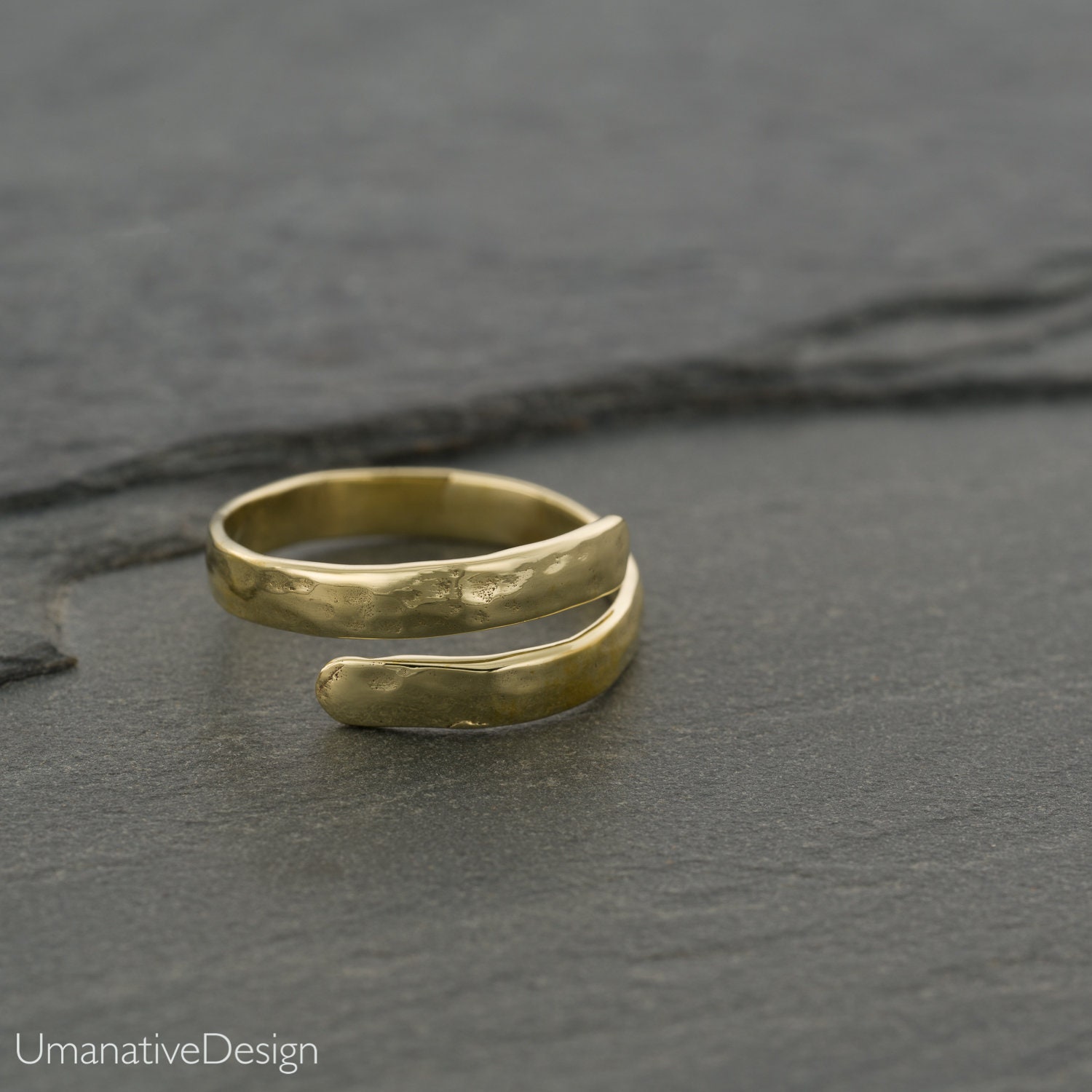 Wrap Around Thumb Ring Gold Hammered Ring Adjustable Wrap - Etsy