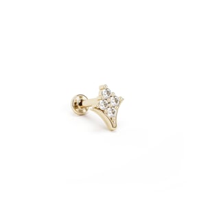 Diamond Cluster Helix Stud, Cartilage Piercing, 14K Gold Helix Jewelry ...