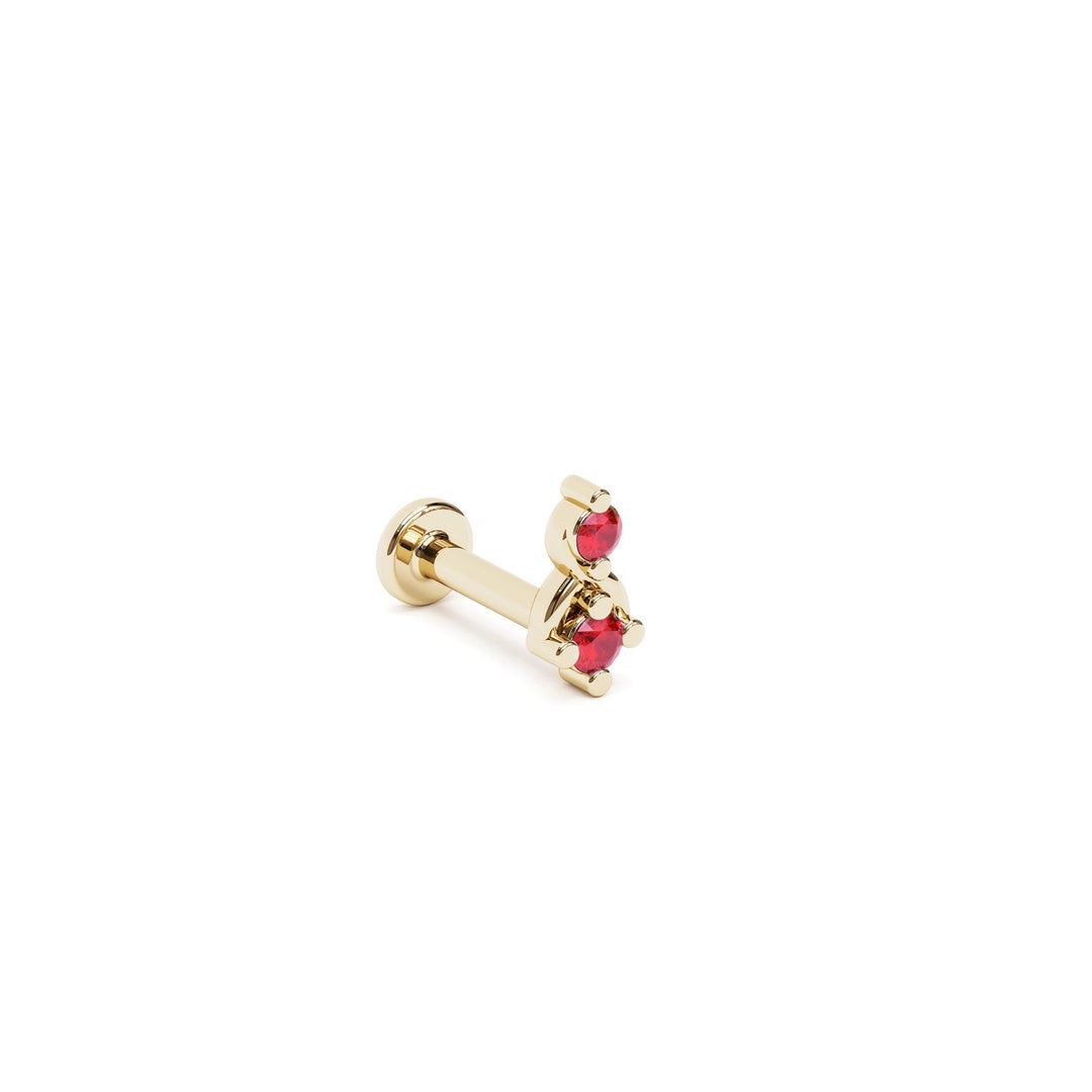 Gold Ruby Helix Stud Earring, Helix Jewelry, Screw Back Labret Stud ...