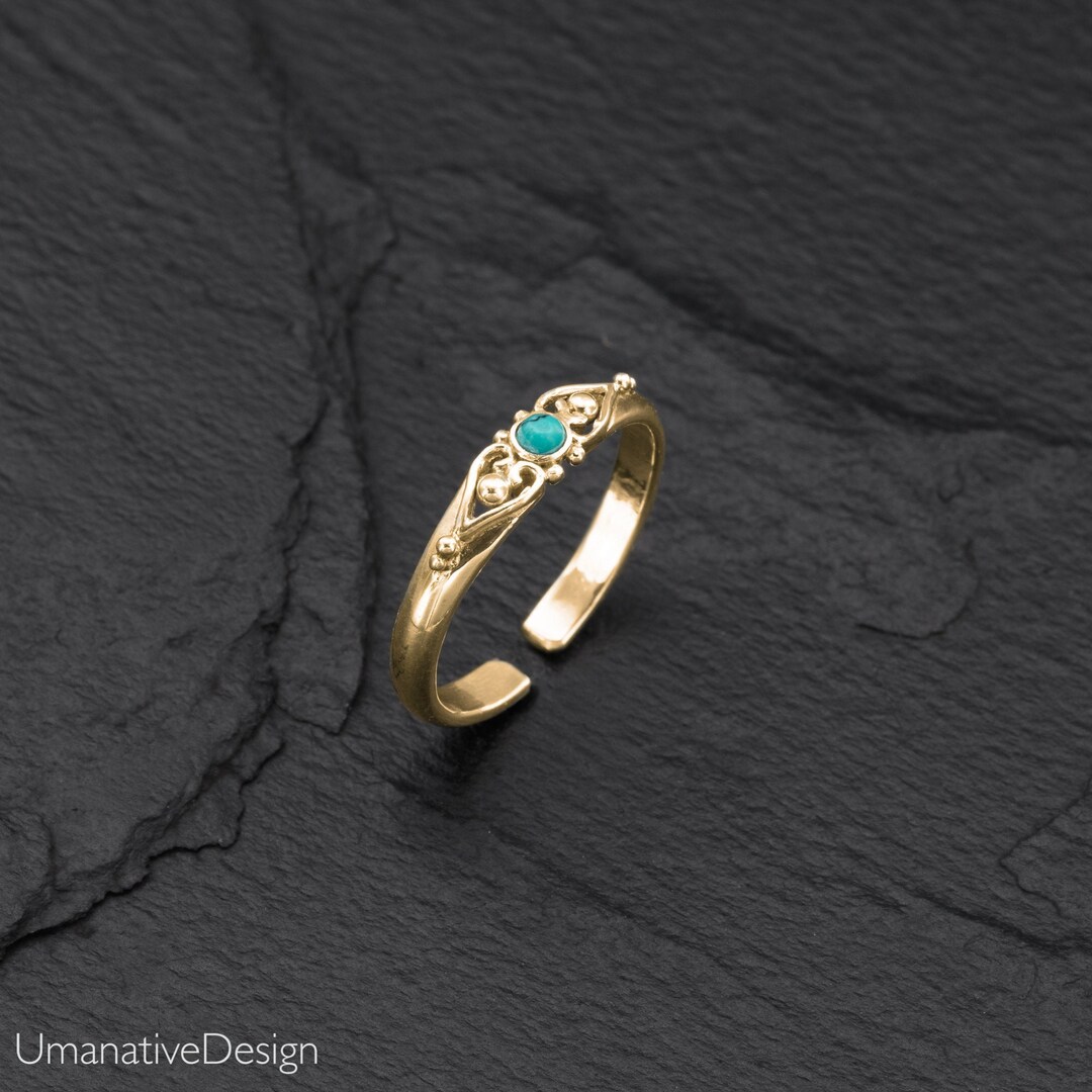 Thin Band Toe Ring With Turquoise, Gemstone Ring, Toe Ring for Women ...