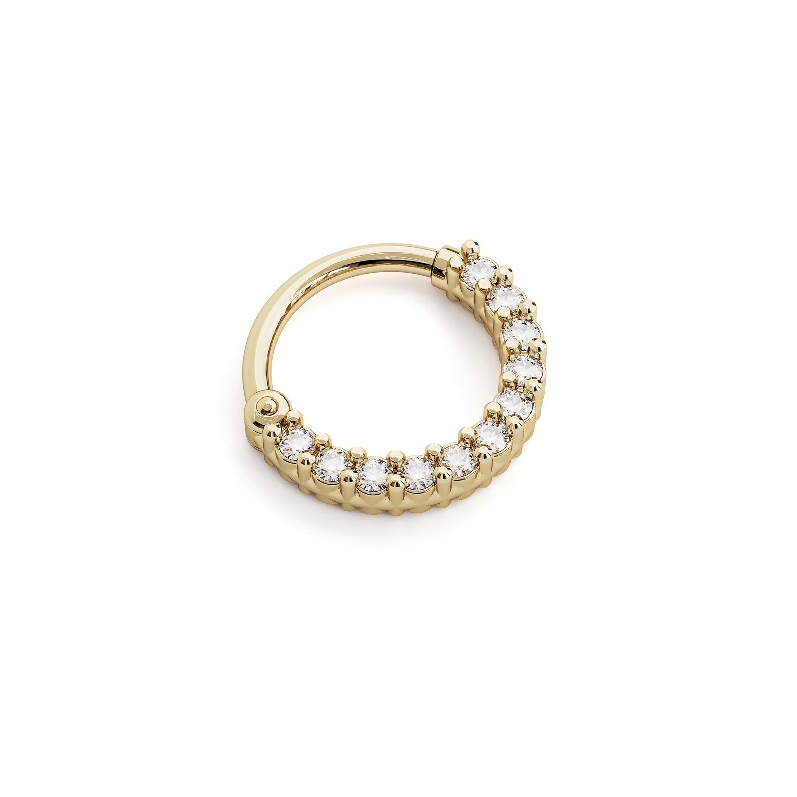 Minimalist Septum Ring With Genuine Diamonds, 14K Gold Septum Hoop ...
