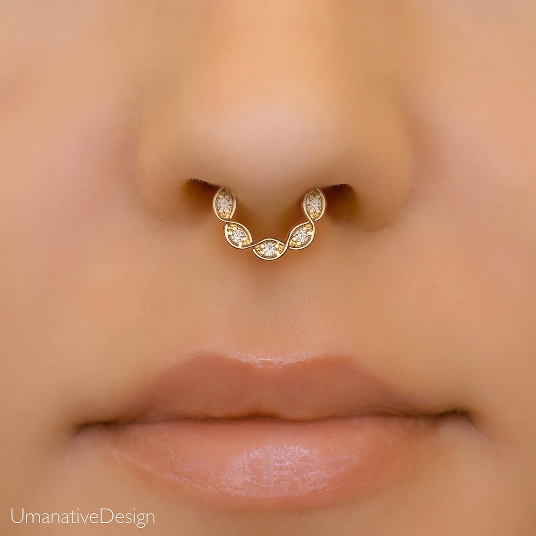 Unique Diamond Septum Ring, Gold Septum Jewelry, Beautiful Septum Hoop ...