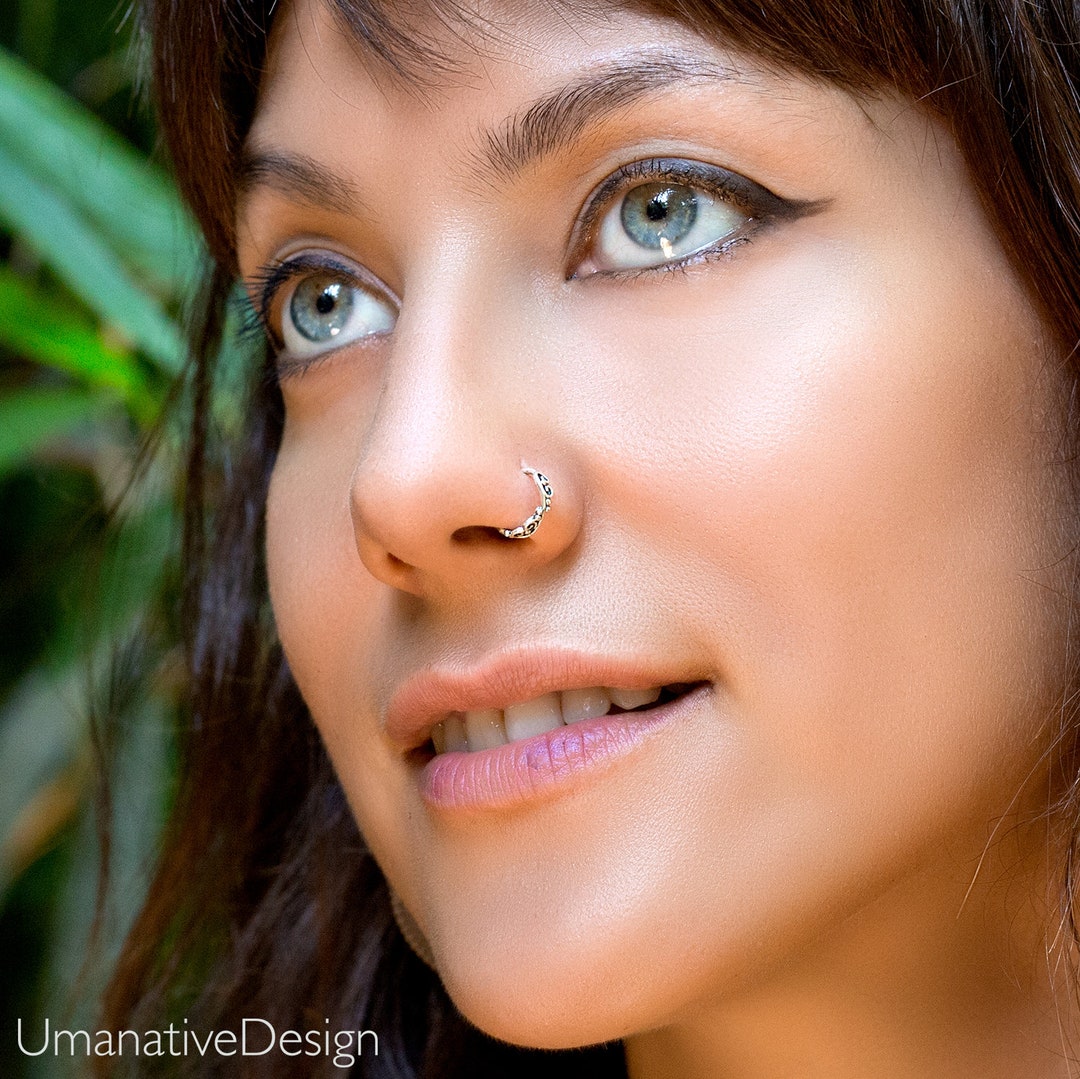 Silver Nose Ring, Nose Ring Hoop, Silver Nose Hoop, Nose Piercing, Nose ...