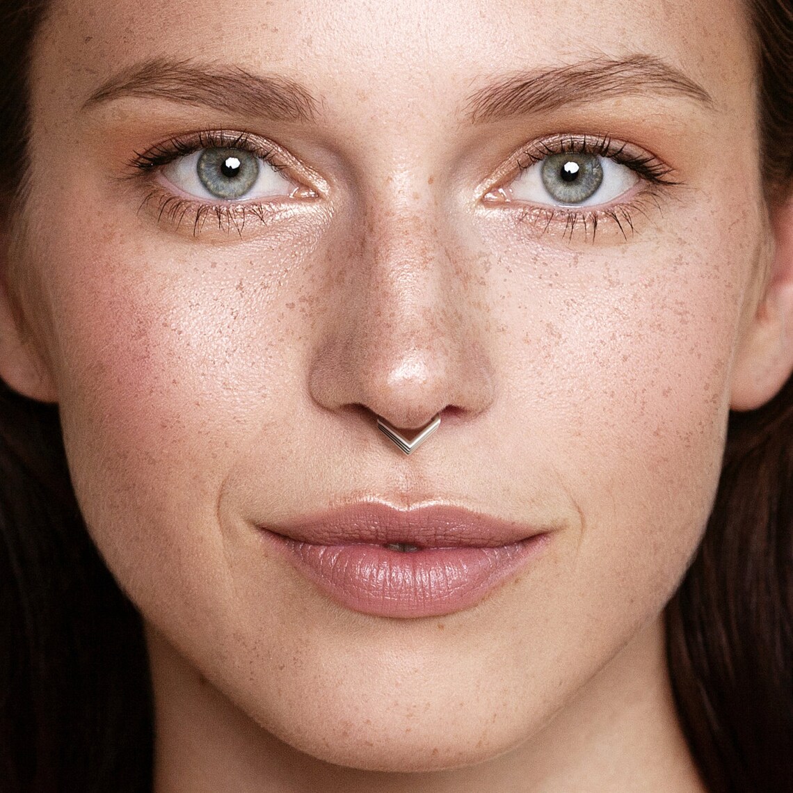 V Shape Septum Ring, 14K Gold Septum Jewelry, Stacked Septum Ring ...