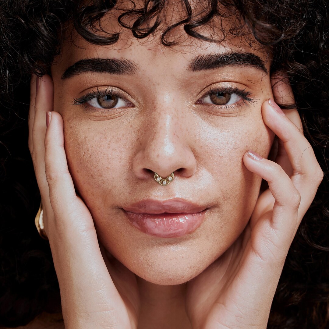 Septum Ring Genuine Diamond, Septum Piercing, Diamond Septum Hoop, 14K ...