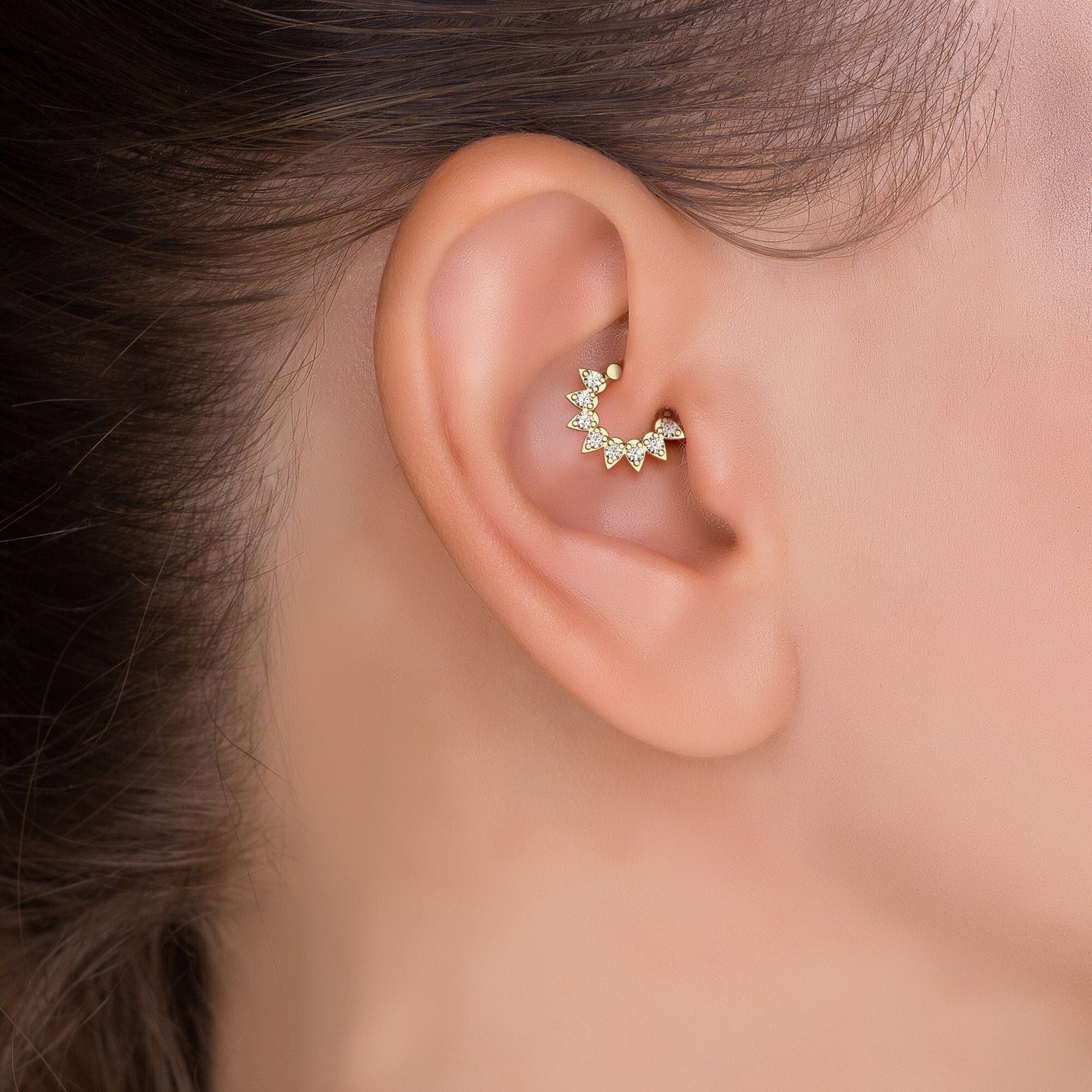 Daith Hoop Clicker 14K Gold Daith Jewelry Statement Daith - Etsy