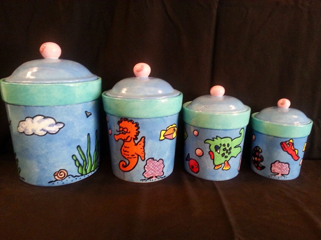 Canister Set (4) "unique Tropical Fish " - Etsy
