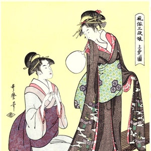 Japanese Ukiyo-e Woodblock Print, Utamaro, "picture of the Upper Class ...