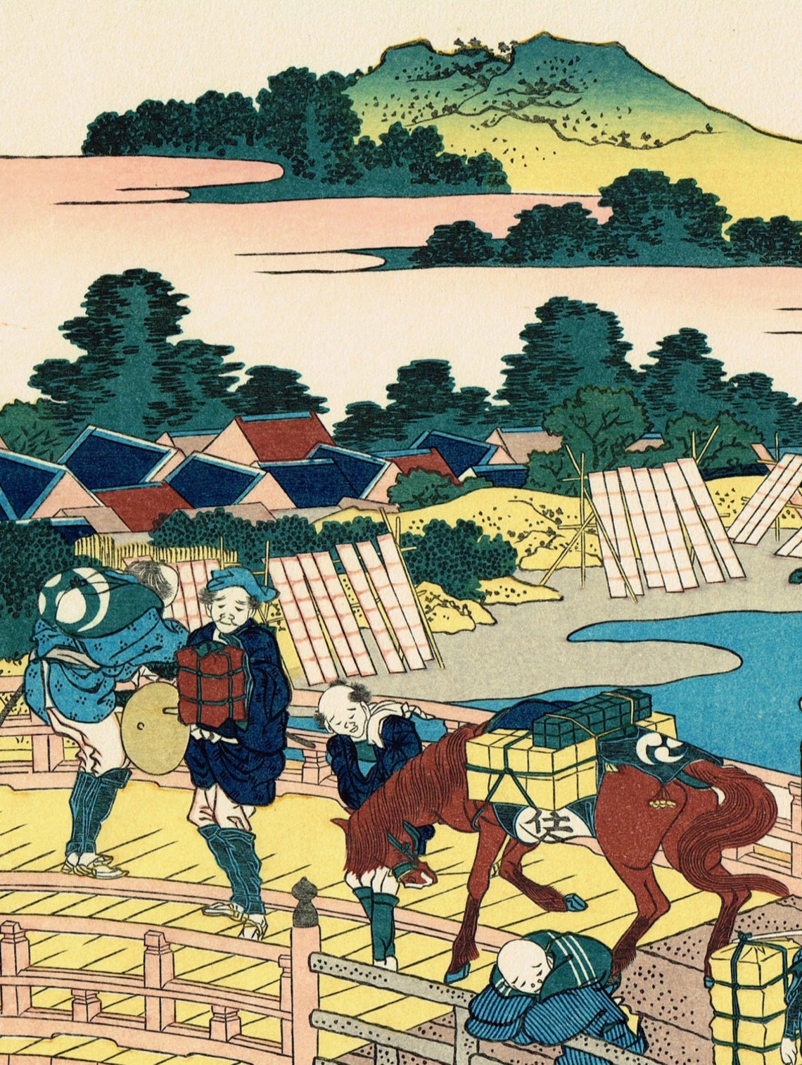 Japanese Ukiyo-e Woodblock Print Hokusai fukui Bridge - Etsy